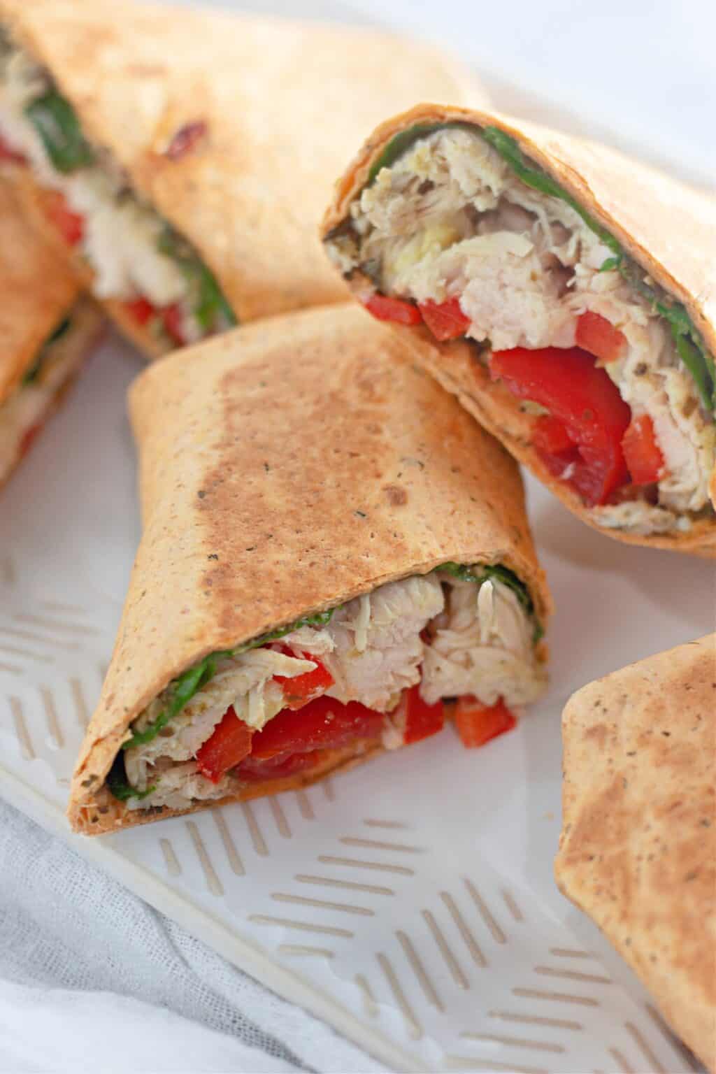 Easy Chicken Pesto Wraps - One Wholesome Life