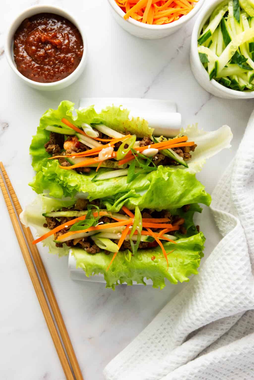Korean Ground Beef Lettuce Wraps