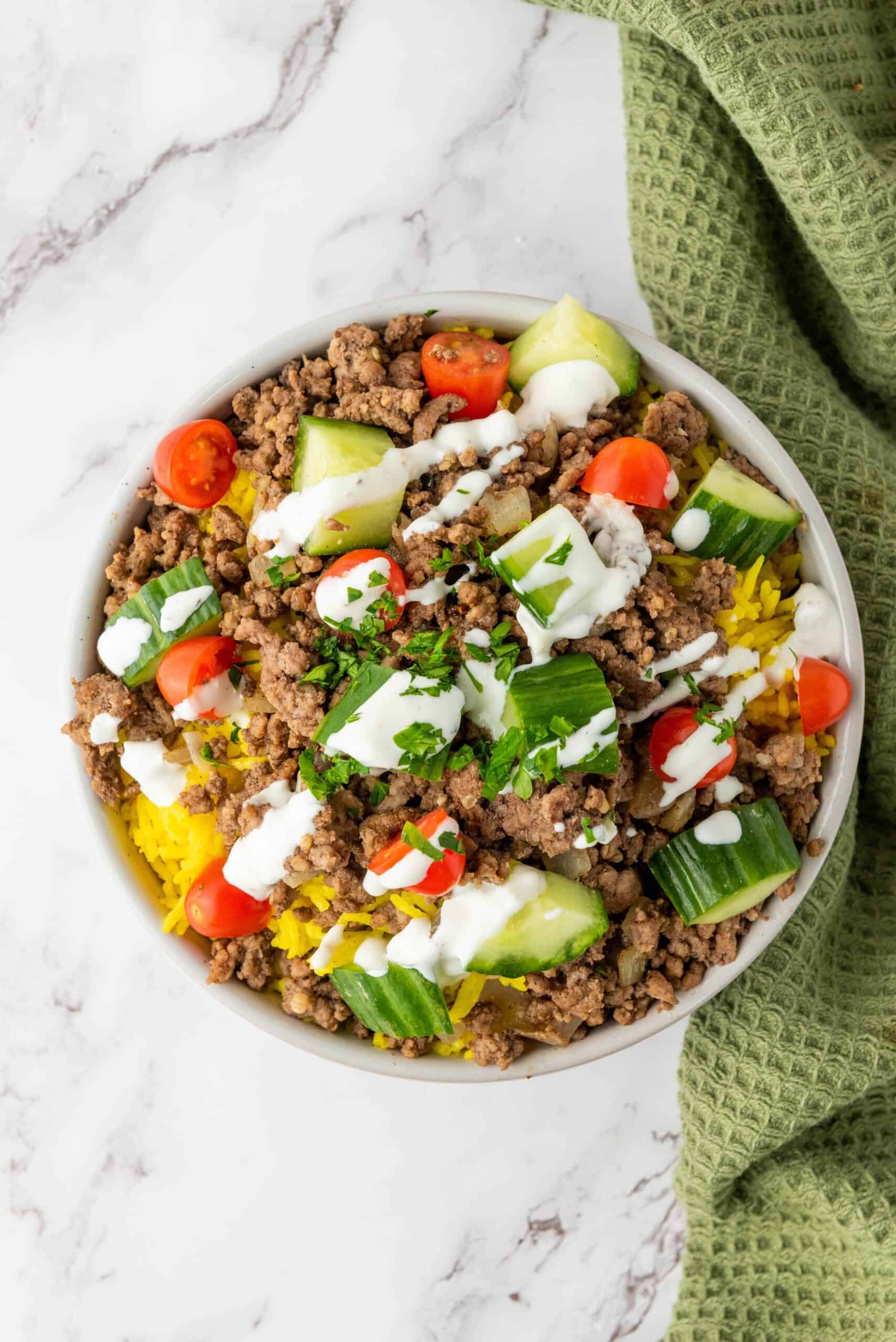 Halal Cart Beef Rice Bowl - One Wholesome Life